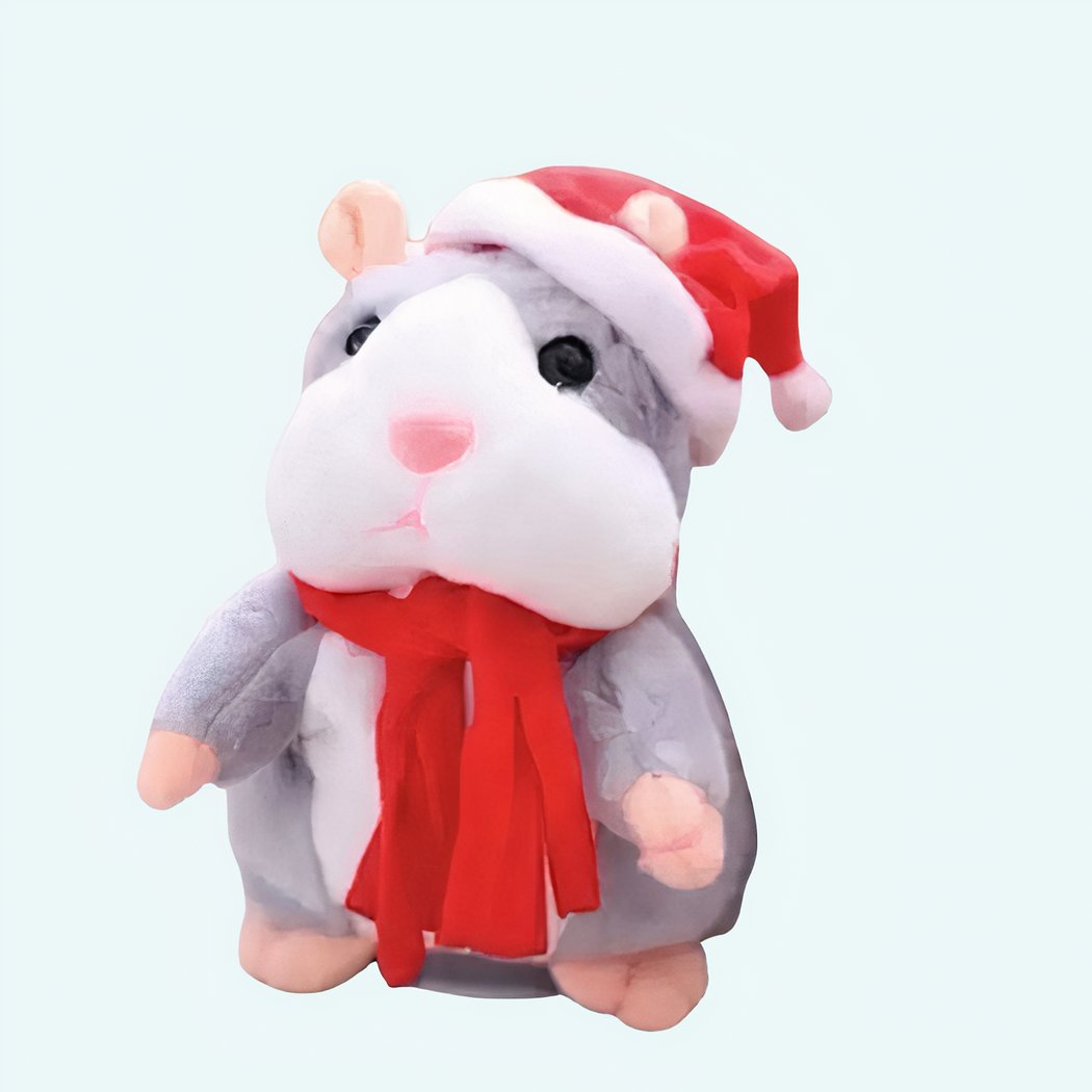 Peluche Hamster gris parlant Père Noël • Ma Peluche