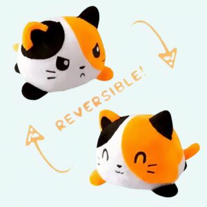 Peluche chat double face orange, jouet tout doux • Ma Peluche