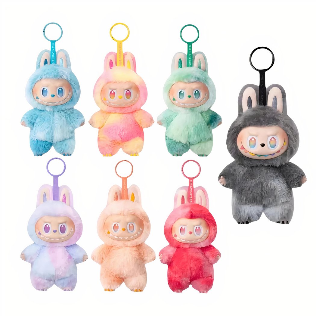 Peluche type Labubu boîte mystère couleurs pop • Ma Peluche