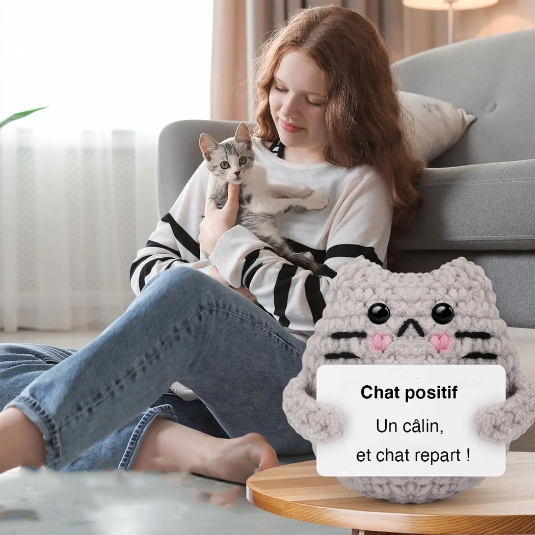 Peluche crochet positive chat • Ma Peluche